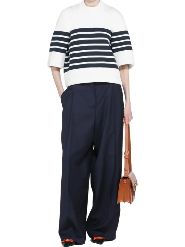 N.21 Striped High Collar Pullover - Black