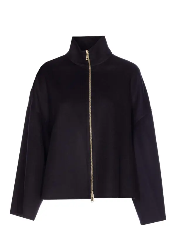 Fabiana Filippi Zip-up Double Coat With Stand-up Collar - Black