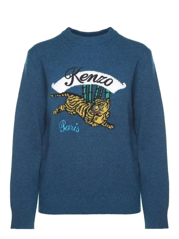 Kenzo Animal Pattern Knitted Sweater - Green