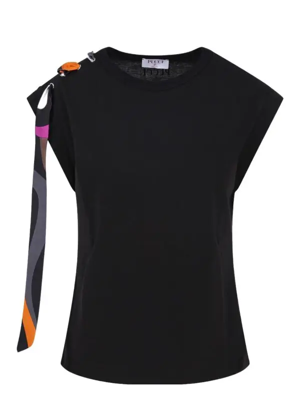 Emilio Pucci Sleeveless Graphic Print Cotton Top - Black