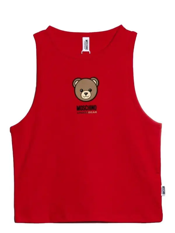 Moschino Crew Neck Sleeveless Vest With Bear Print - Red
