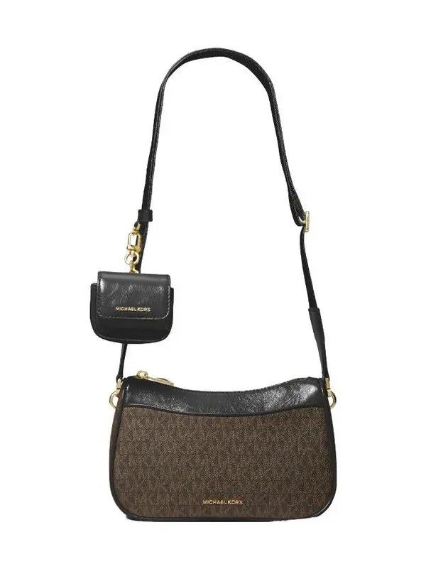 Michael Kors Jet Set Logo Lettering Medium Crossbody Bag - Black