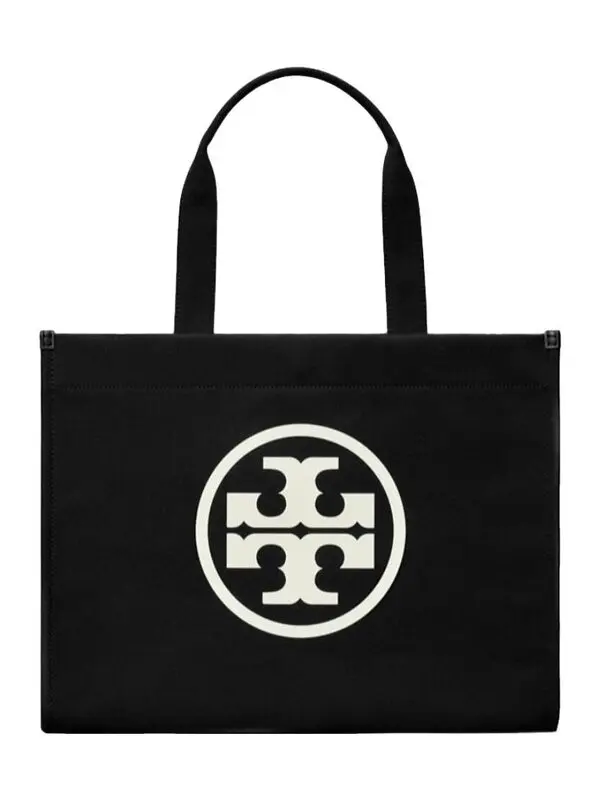 Tory Burch Ella Double T Logo Detailed Tote Bag - Black