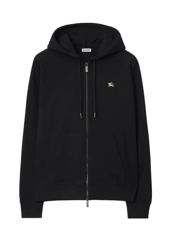 Burberry Zip-up Embroidered Hoodie - Black