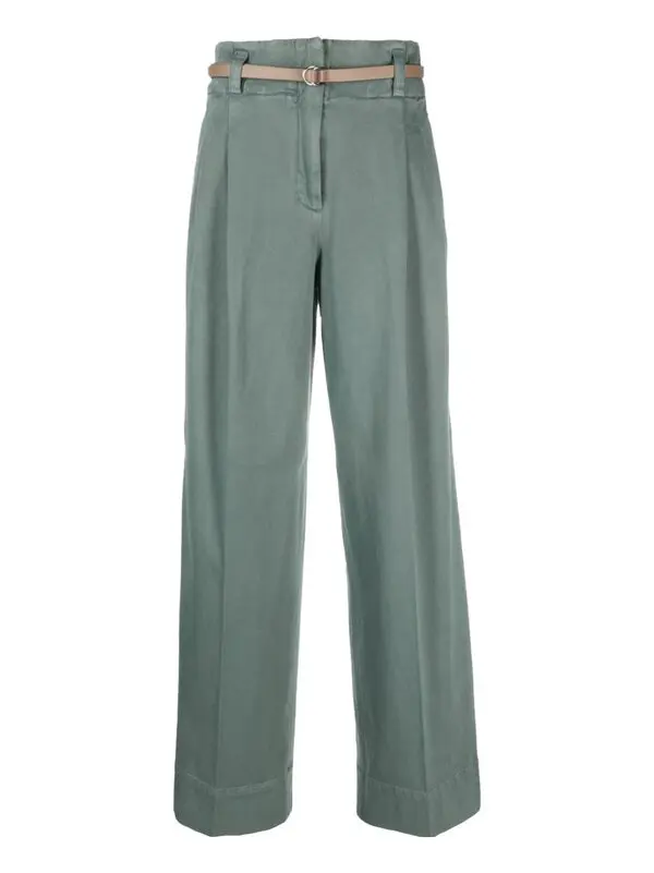 Peserico Belted Wide-leg Trousers - Green