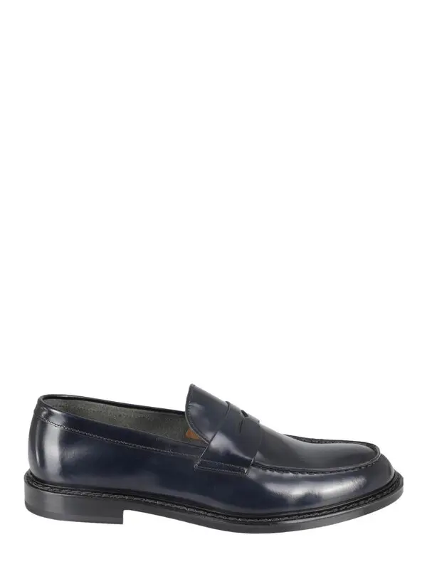 DOUCAL'S Apron-stitching Leather Loafers - Black