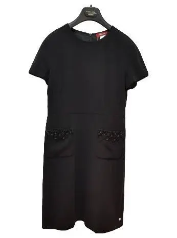 Max Mara Short Sleeve Round Neck Dress - Black