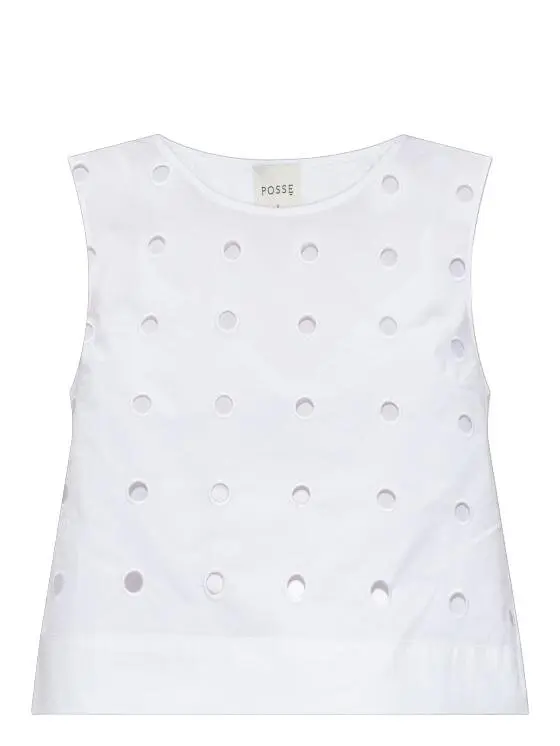 Posse Peggy Eyelet Sleeveless Top - White