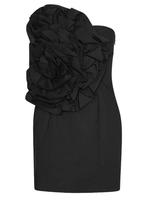 ROTATE BY BIRGER CHRISTENSEN Asymmetric Ruffle Dress - Black