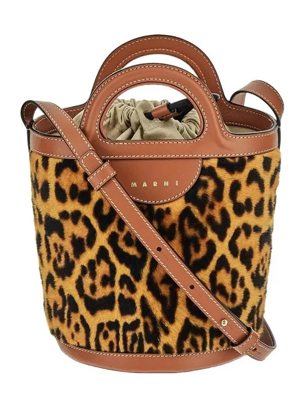Marni Leopard Printed Bucket Bag - Brown