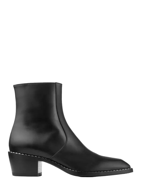 JIMMY CHOO Calf Leather Ankle Boots With Metallic Detail - Black