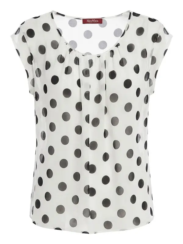 Max Mara Polka Dot Crew Neck Top - Gray