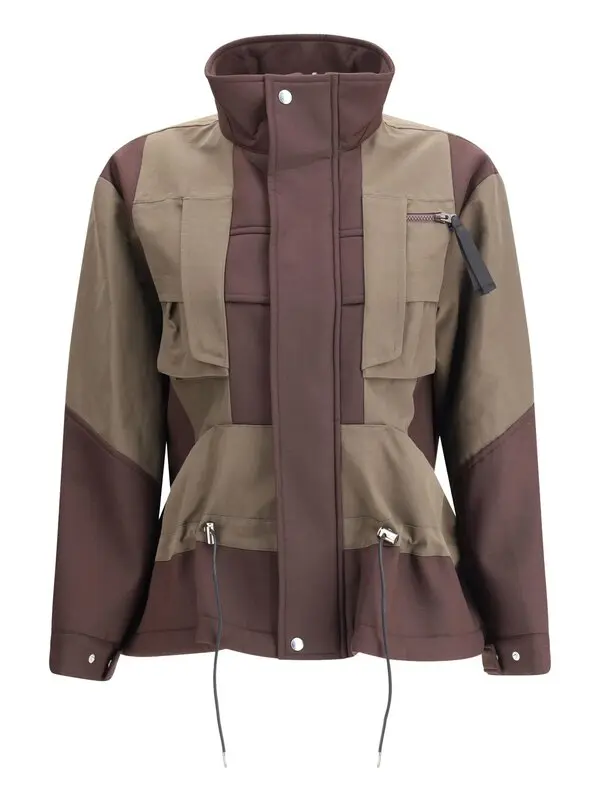 Sacai Paneled High-neck Bomber Jacket - Brown
