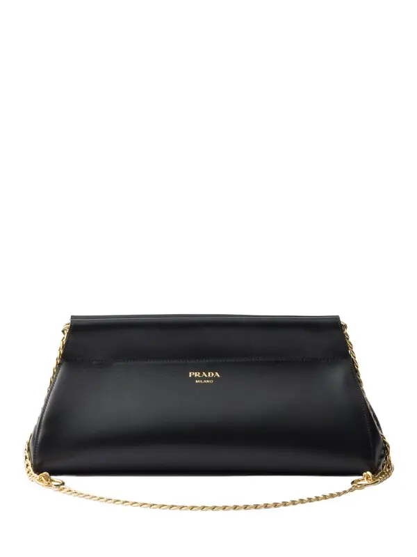 Prada Enchaîné Medium Leather Bag With Chain Straps - Black