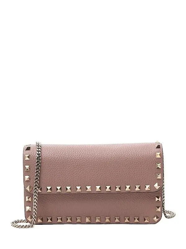 Valentino Garavani Rockstud Foldover Clutch Bag - Nude