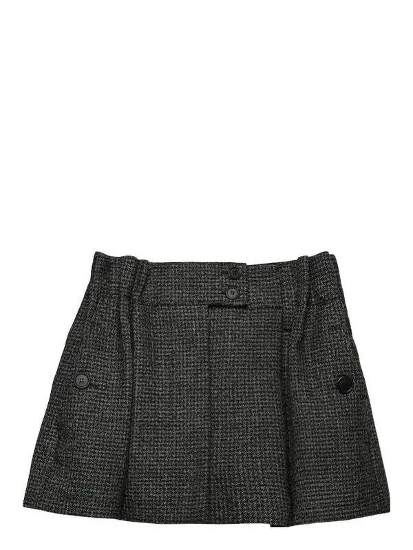 Prada Checked Pleated Mini Skirt - Black/white