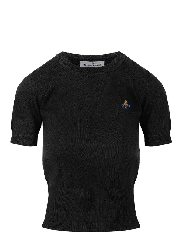 VIVIENNE WESTWOOD Bea Orb Embroidered Knitted Top - Black