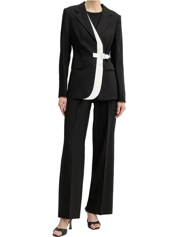 Karl Lagerfeld Logo-waistband Pleated Trousers - Black