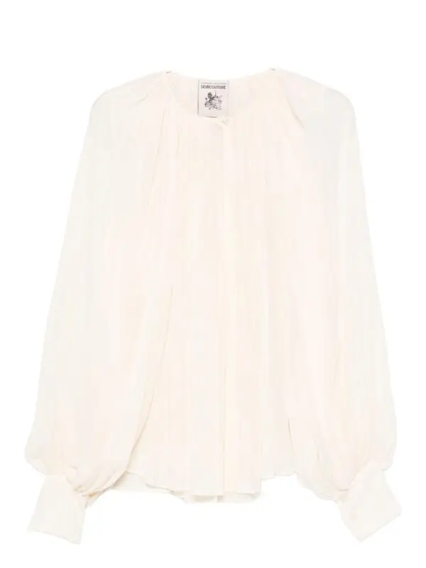 SEMICOUTURE Sheer Button-up Blouse - White
