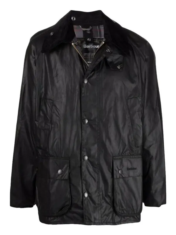 Barbour Embroidered Logo Cotton Wax Effect Jacket - Black