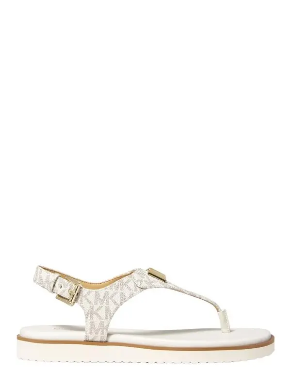 Michael Kors Jilly Logo Plaque Sandals - White