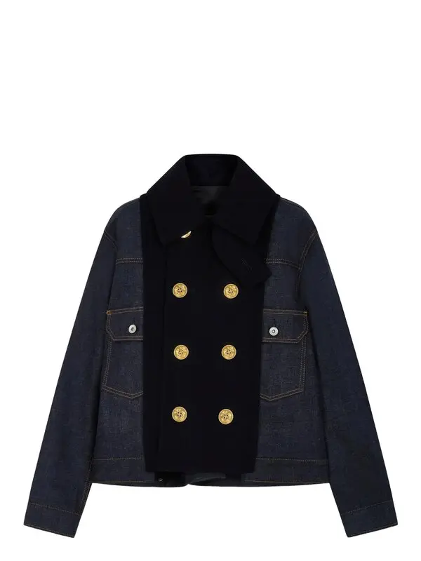 Sacai X Levi's Double-breasted Denim Jacket - Indigo And Navy Blue