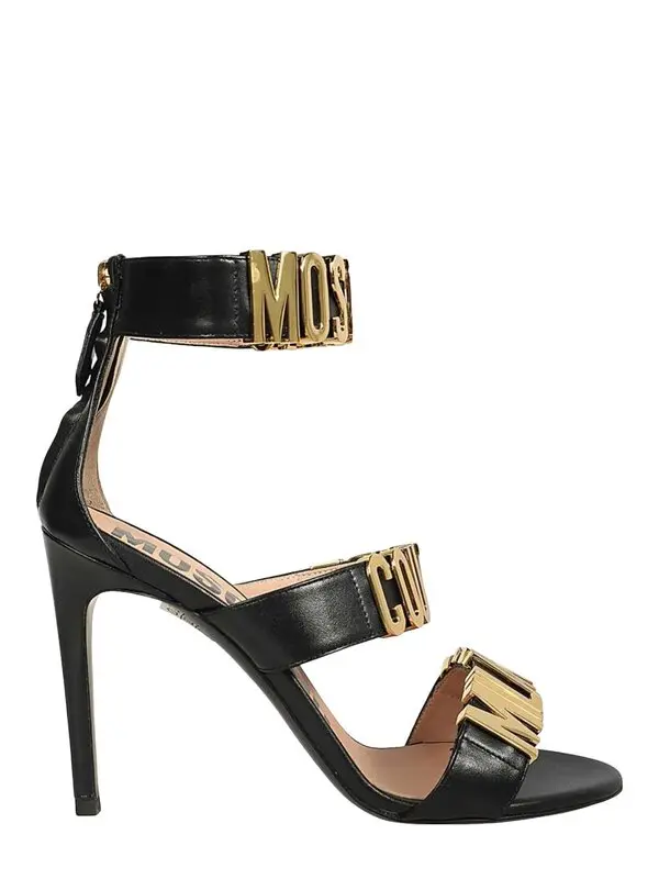 Moschino Open-toed High-heeled Sandals With Logo Detailing - Black
