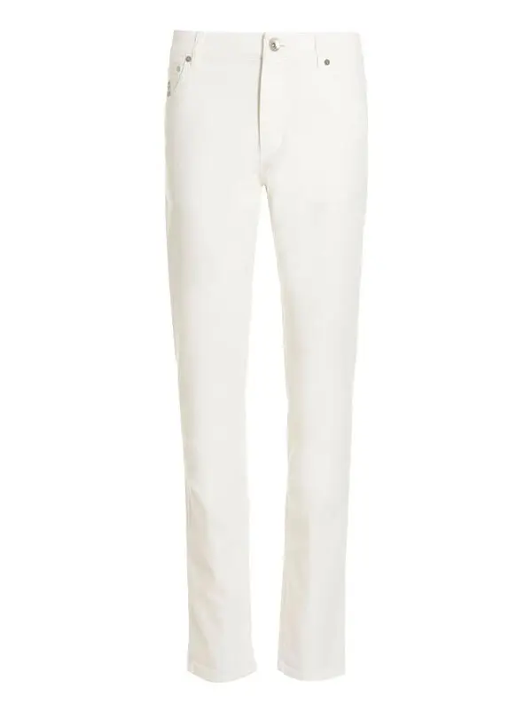 Brunello Cucinelli Embroidered Regular-fit Jeans - White