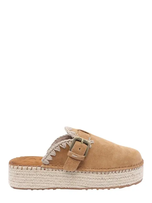 Mou Side Buckle Mules - Nude