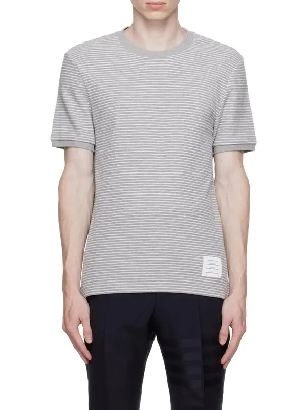 Thom Browne Pinstripe Pattern Crewneck T-shirt - Light Gray