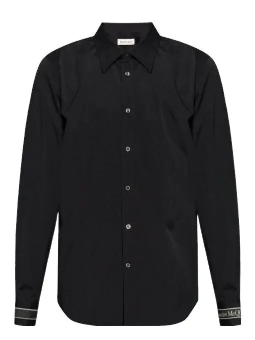 Alexander McQueen Logo-strap Buttoned Poplin Shirt - Black