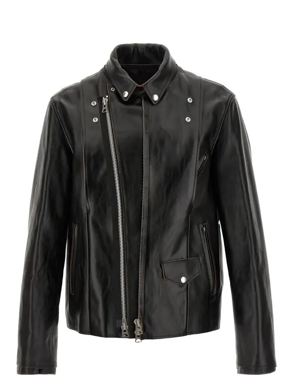 Sacai Leather Biker Jacket - Black