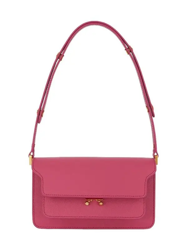 Marni Trunk E/w Foldover Top Shoulder Bag - Red