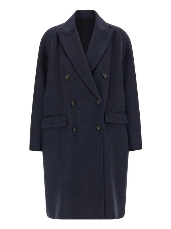Brunello Cucinelli Double Breasted Long Sleeved Coat - Blue