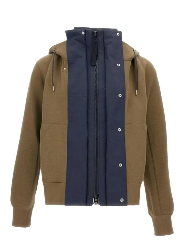 Sacai Hooded Panelled Cotton Sweater - Black