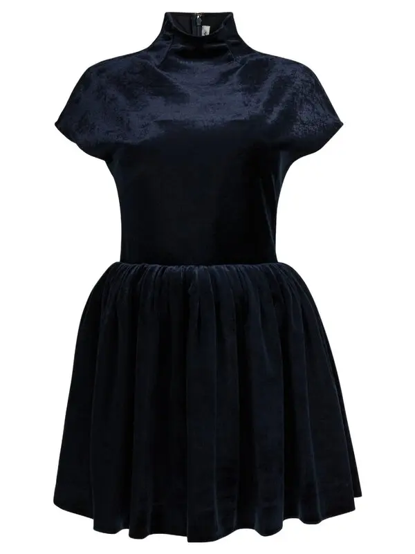 Alaïa Velvet High Neck Mini Dress - Blue