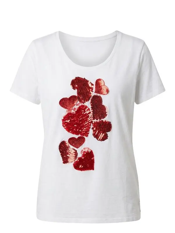 Sportmax Embellished Heart T-shirt - Gray