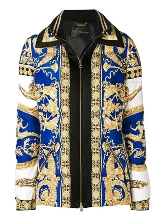 Versace Printed Zipper Jacket - Nude