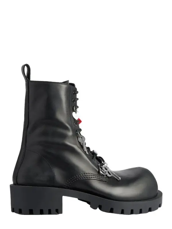 Balenciaga Hummer Lace-up Boots With Charms - Black