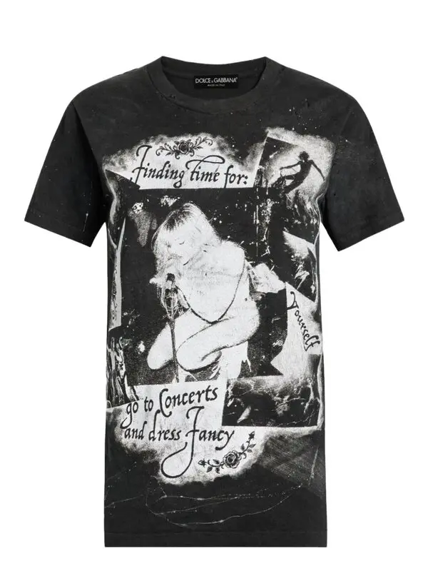 Dolce & Gabbana Graphic Print Crewneck T-shirt - Black