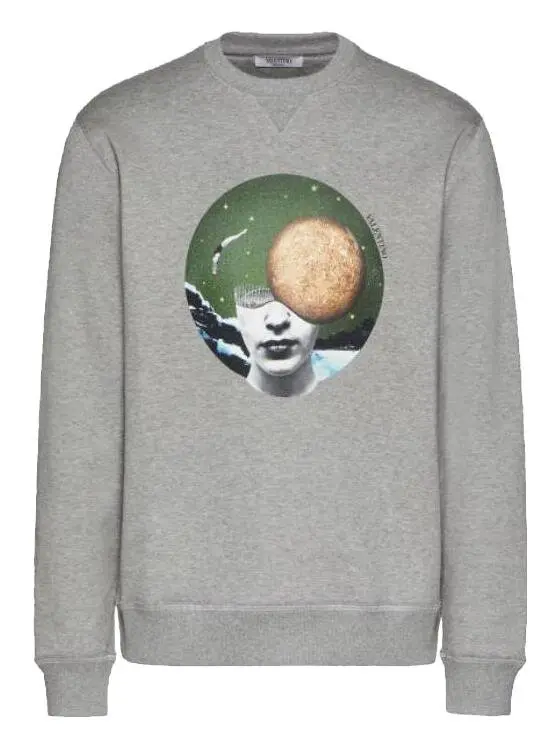 Valentino Garavani Grey Printed Round-neck Sweater - Gray