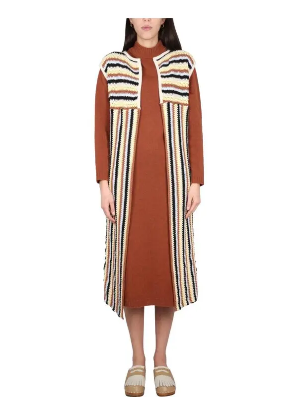 ALYSI Striped Knitted Gilet - Multicolor