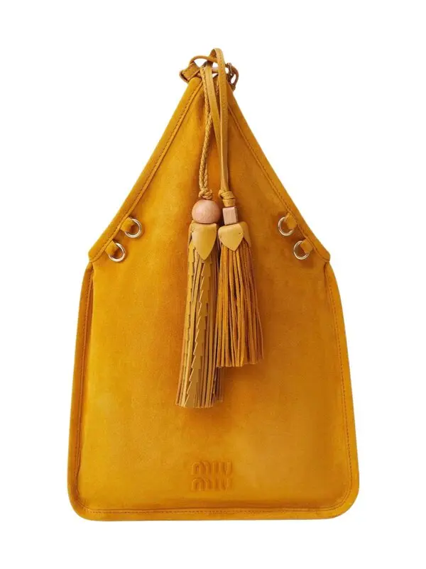 Miu Miu Suede Handbag With Tassels - Orange