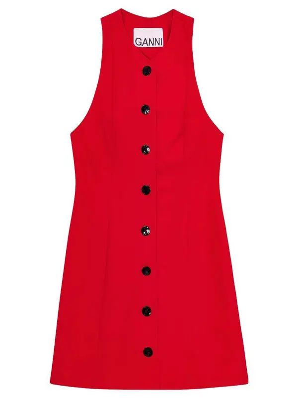 GANNI Twill Suiting Mini Dress - Red