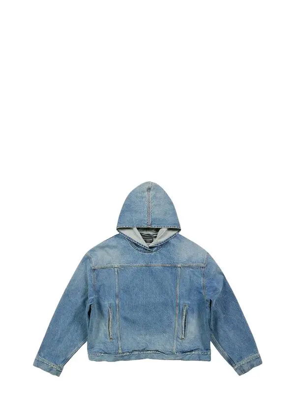 Balenciaga Oversized Hooded Denim Jacket - Blue
