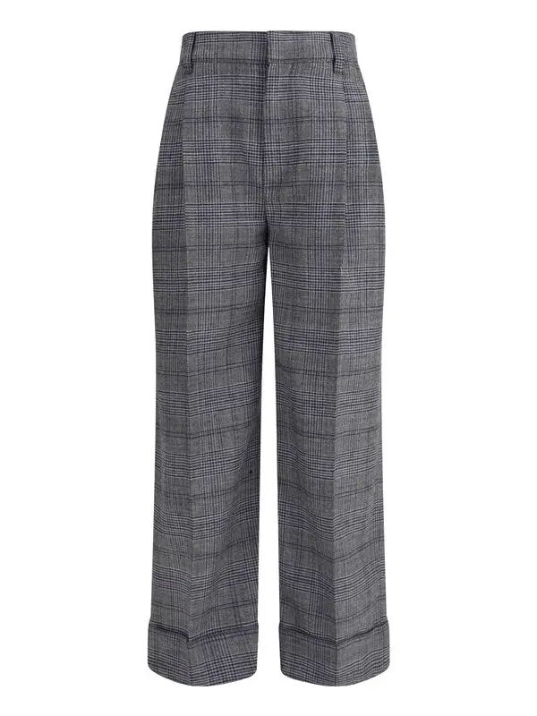 Brunello Cucinelli Houndstooth Plaid Tailored Trousers - Black