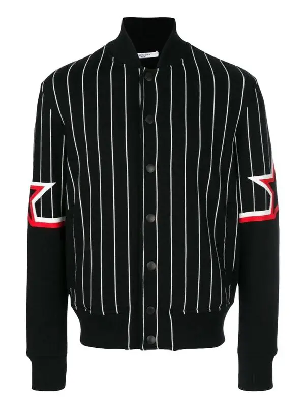 Givenchy Striped Pilot Jacket With Star Decal - Black