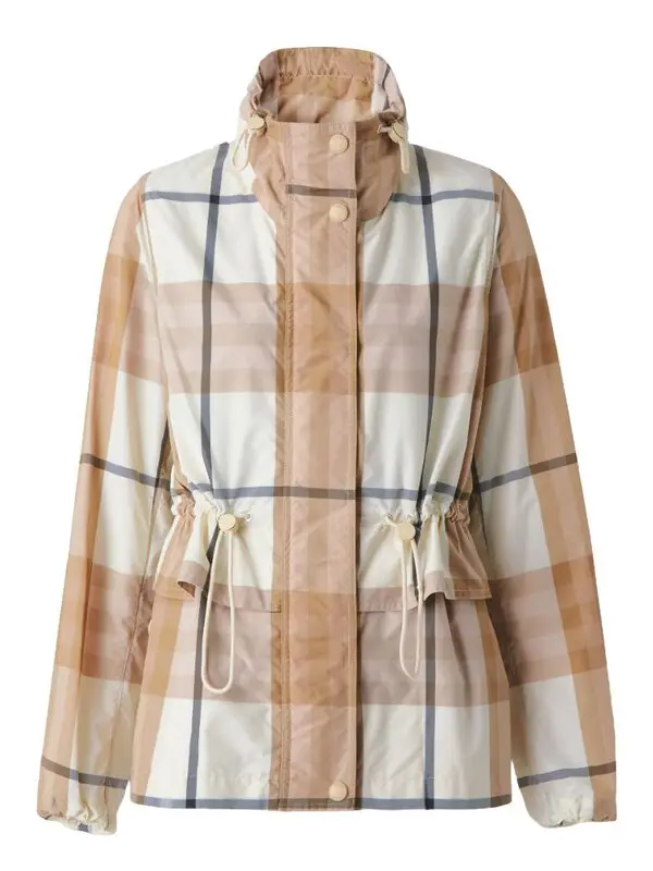 Burberry Checked Drawstring Waist Jacket - Nude