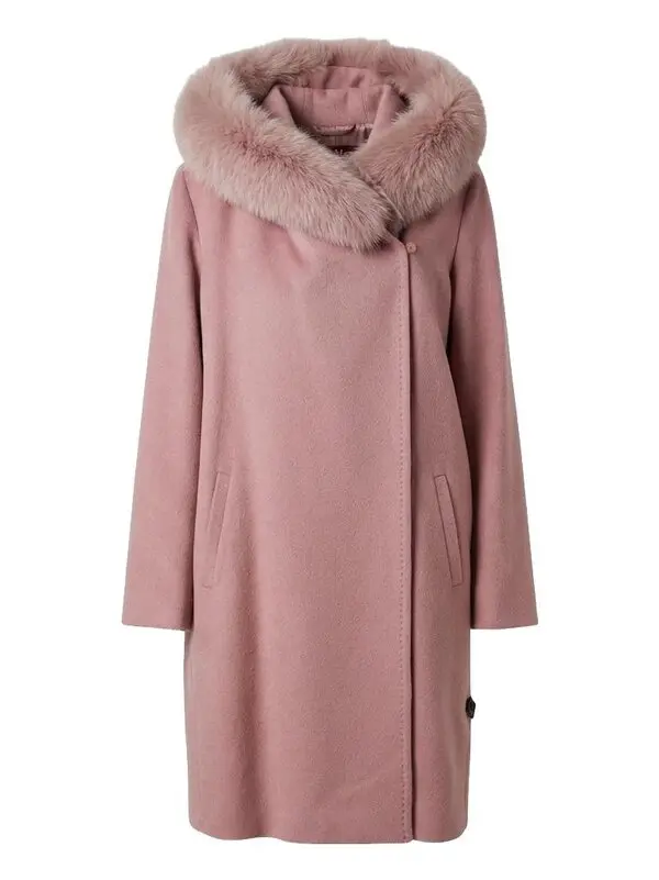 Max Mara Long Hooded Coat With Waist Straps - Nude
