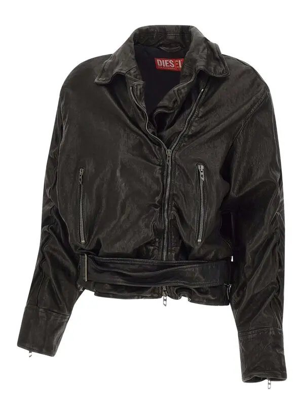 DIESEL® Zip-up Belted Jacket - Black